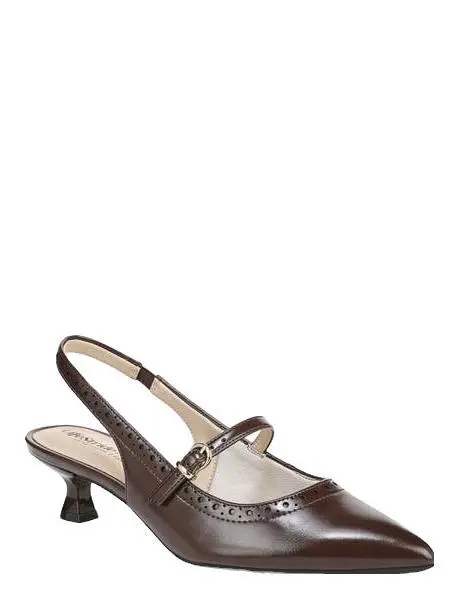 LIFESTRIDE Marilyn Slingback Kitten Heel Pumps - Cognac Brown