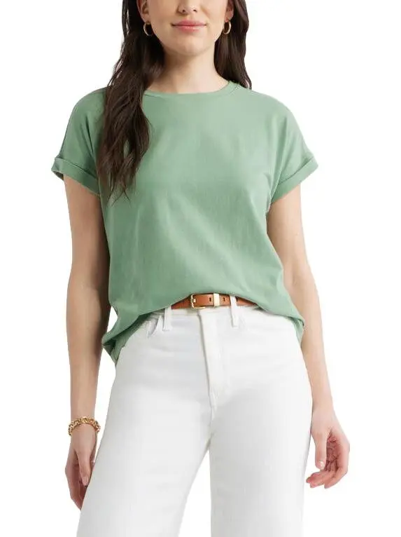 Caslon Cuffed Dolman Sleeve T-shirt - Green Hedge
