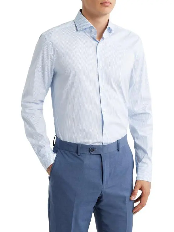 BOSS Hank Slim Fit Performance Dress Shirt - Light Blue