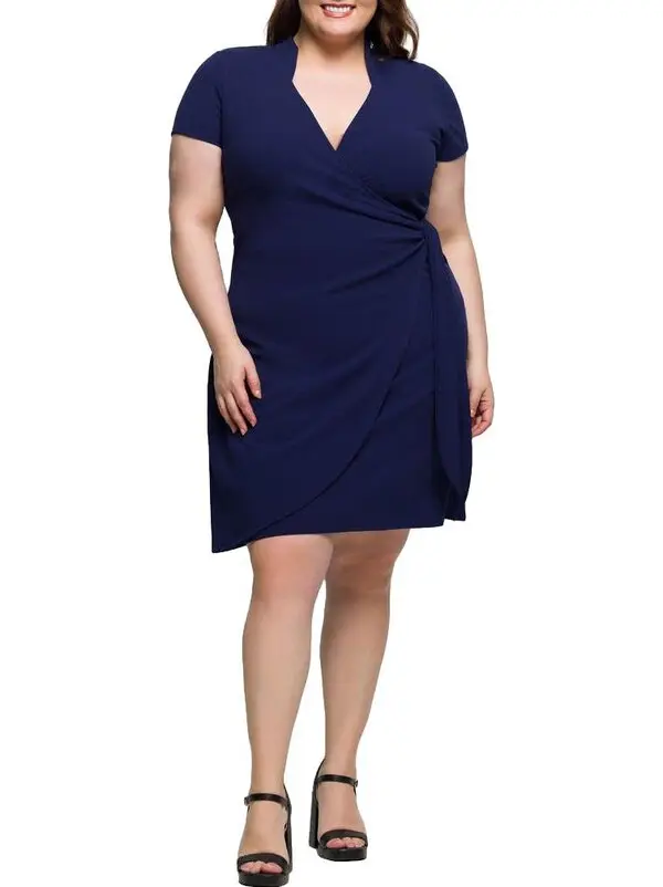 24SEVEN COMFORT APPAREL Wrap Dress - Navy