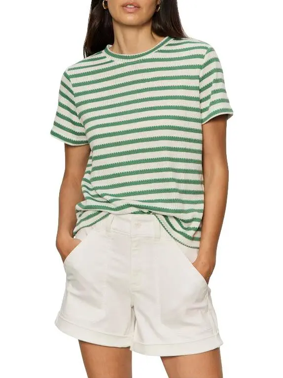 Sanctuary Perfect Texture Stripe Tee - Green Juice/white