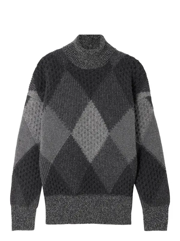 Stella McCartney Argyle Wool Turtleneck Sweater - Gray
