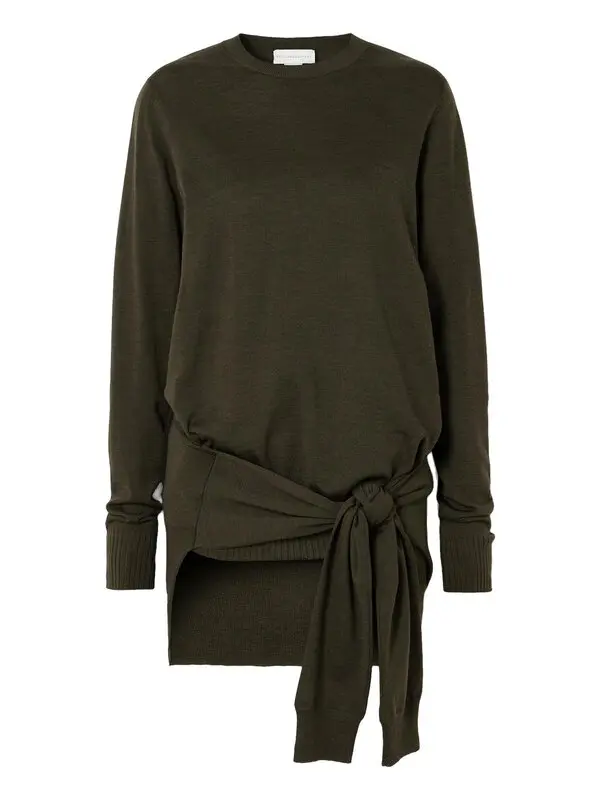 Stella McCartney Tie-front Layered Wool Sweater - Green