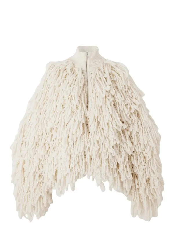 Stella McCartney Fringed Wool-blend Jacket - Cream