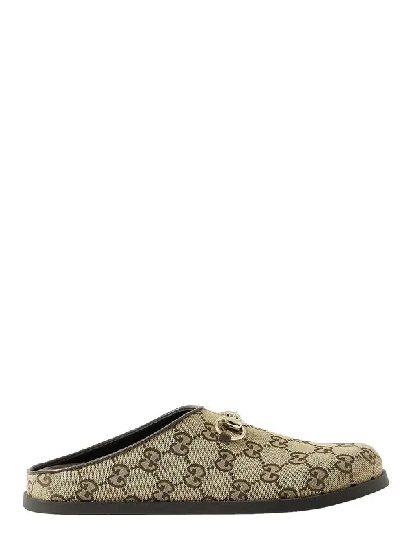 Gucci Horsebit-detailed Canvas-jacquard Slippers - Neutrals