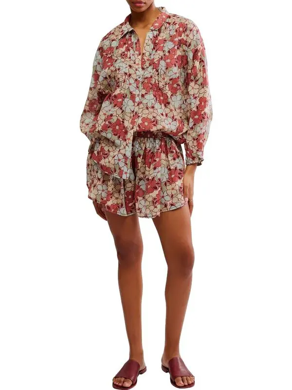 Free People Button-up Shirt & Skort Set - Stone Combo