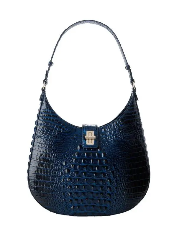 Brahmin Croc Embossed Leather Fallon Shoulder Bag - Anchor