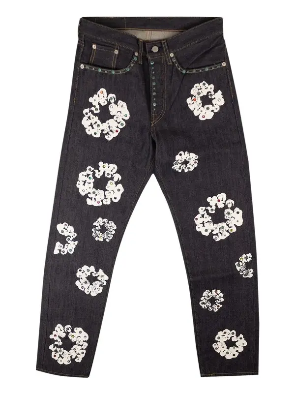 DENIM TEARS Rhinestone Wreath Jeans - Blue
