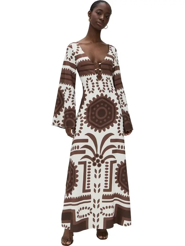 SEVEN WONDERS Caledeira Maxi Dress - Chocolate/white