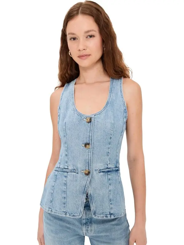 Madewell Denim Scoop Neck Vest - Edmonson Wash