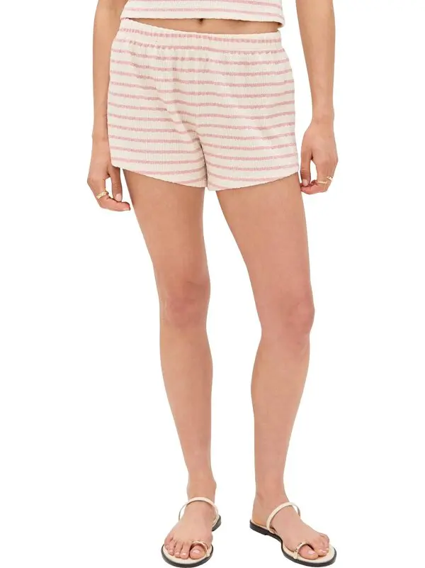 LE BOP Striped Smocked Hot Shorts - Pink/white