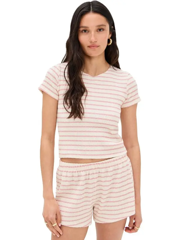 LE BOP Eloise Striped Tee - Pink/white