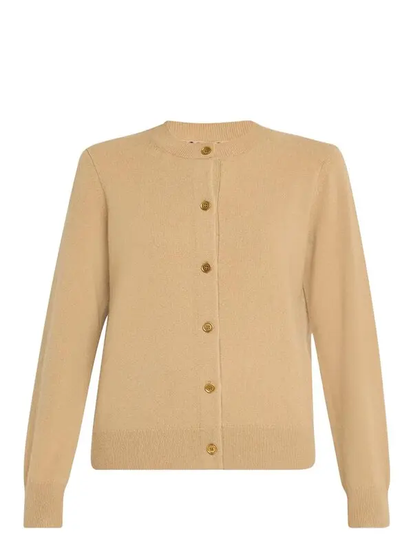 Burberry Cashmere Crewneck Cardigan - Flax