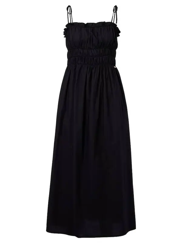 Melissa Odabash Ophelia Smocked Cotton Midi Dress - Black
