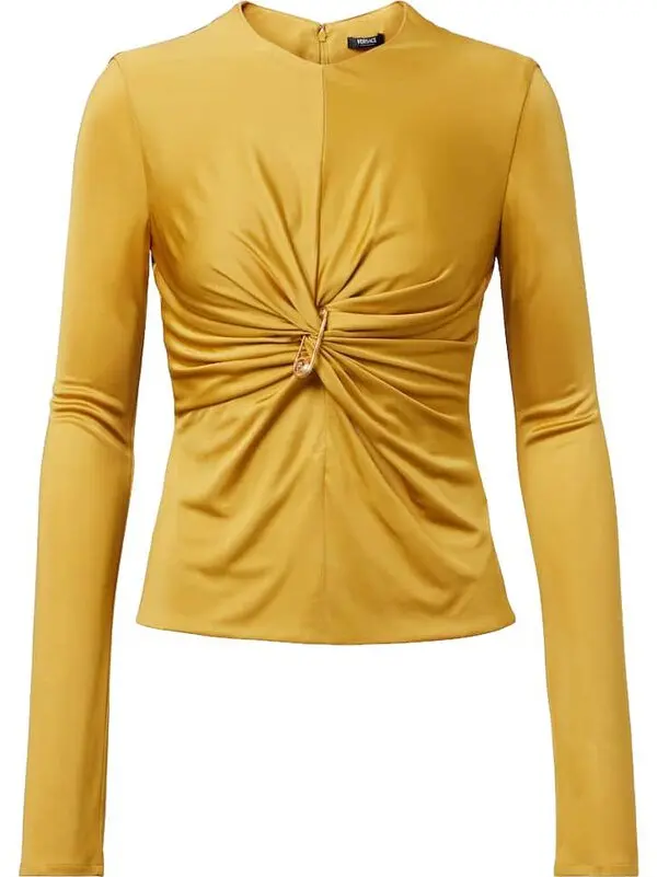 Versace Safety Pin Jersey Top - Gold