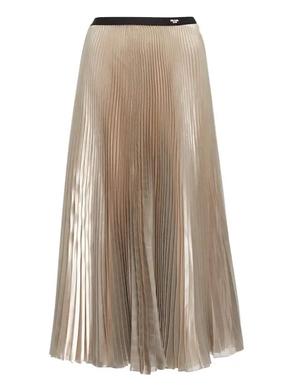 Prada Pleated Voile Midi Skirt - Metallic