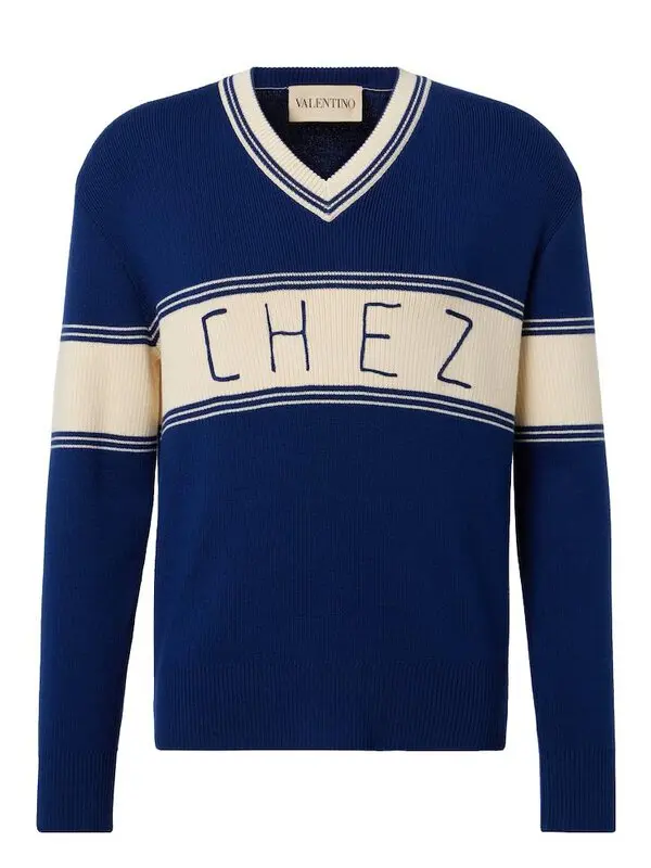 Valentino Garavani Wool And Cotton Sweater - Blue