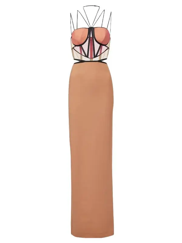NENSI DOJAKA Leila Bustier Gown - Beige