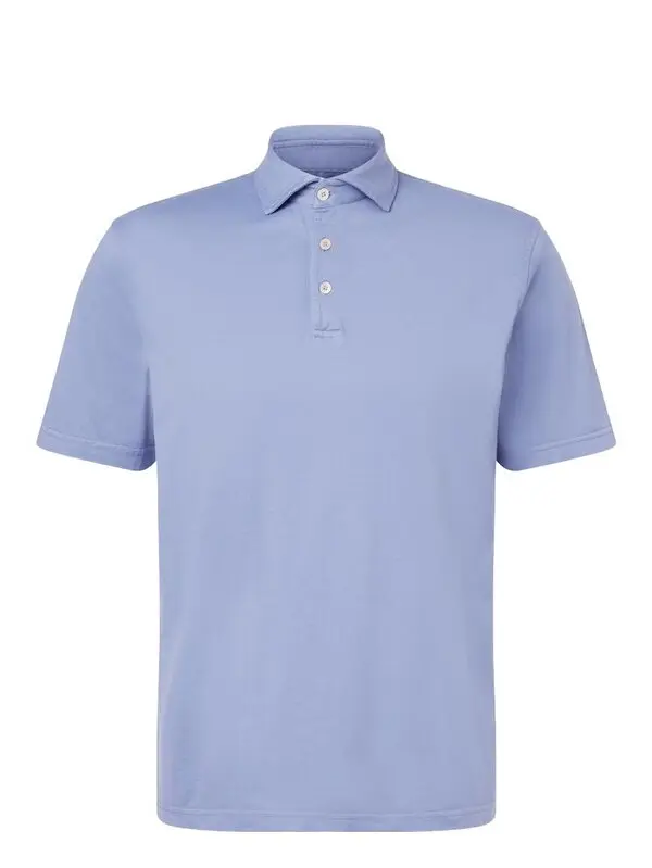 Fedeli Zero Cotton Jersey Polo Shirt - Blue