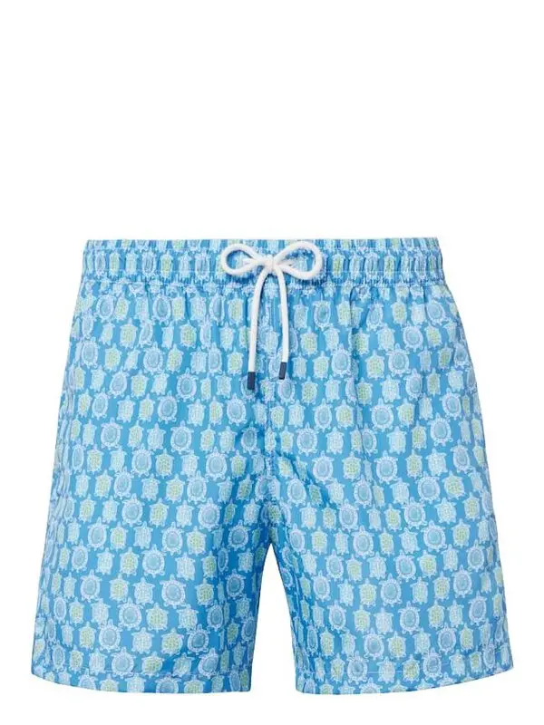 Fedeli Madeira Printed Swim Trunks - Blue