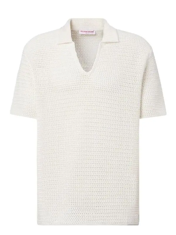 Orlebar Brown Batten Crochet Cotton Polo Shirt - White
