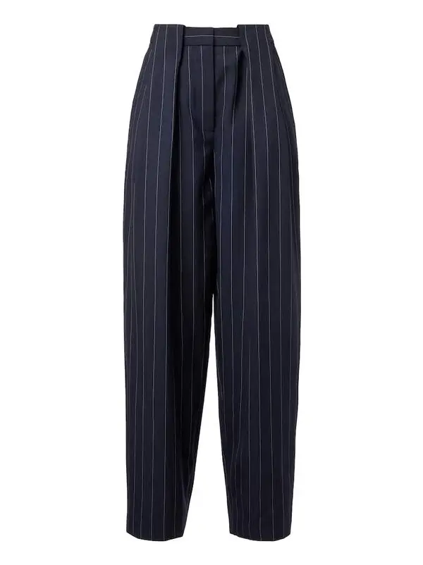 Stella McCartney Pinstripe Wool Tapered Trousers - Blue