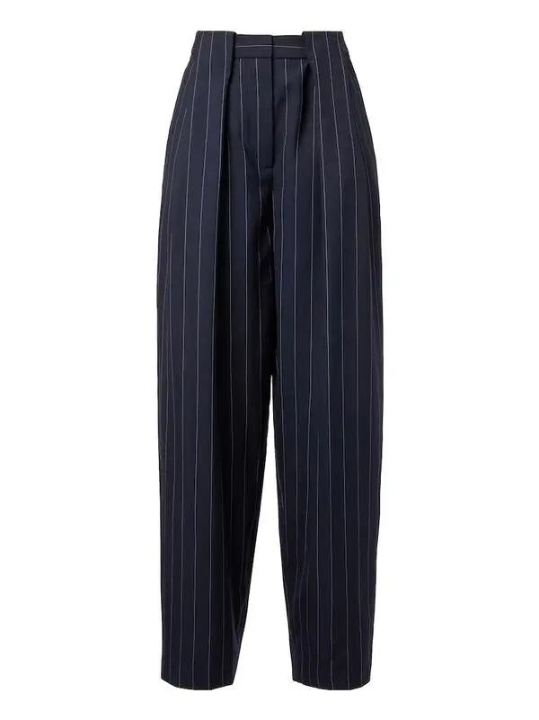 Stella McCartney Pinstripe Wool Tapered Trousers - Blue