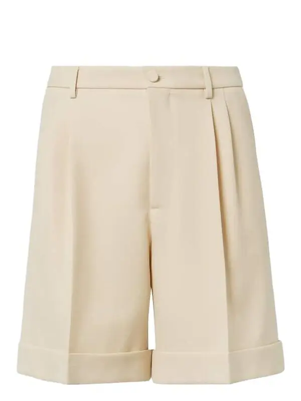 Valentino Garavani Wool Gabardine Bermuda Shorts - Beige