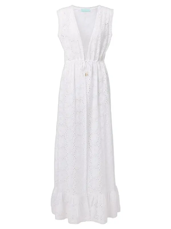 Melissa Odabash Tessa Embroidered Floral Beach Dress - White