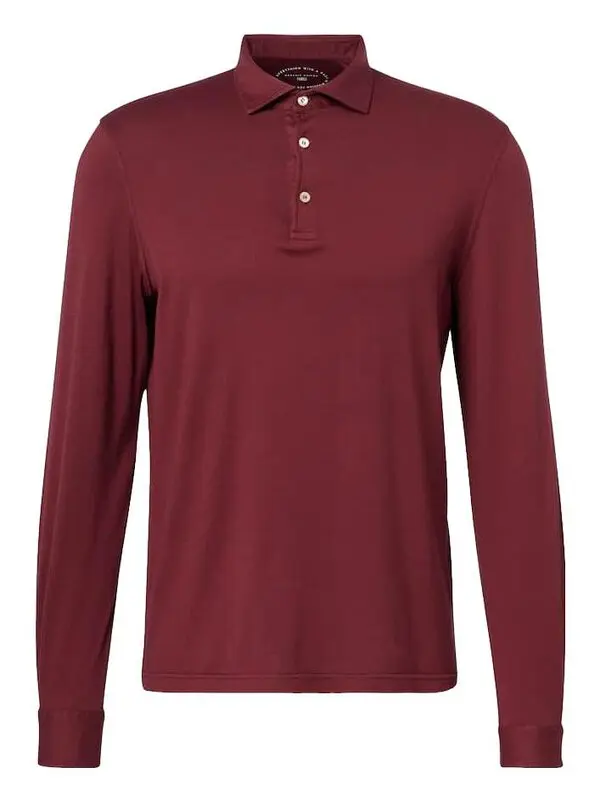 Fedeli Zero Cotton Jersey Polo Shirt - Burgundy