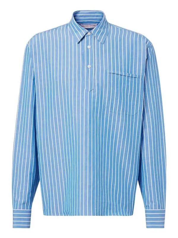 Orlebar Brown Striped Linen And Cotton Shirt - Blue