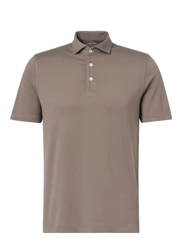 Fedeli Zero Cotton Jersey Polo Shirt - Brown