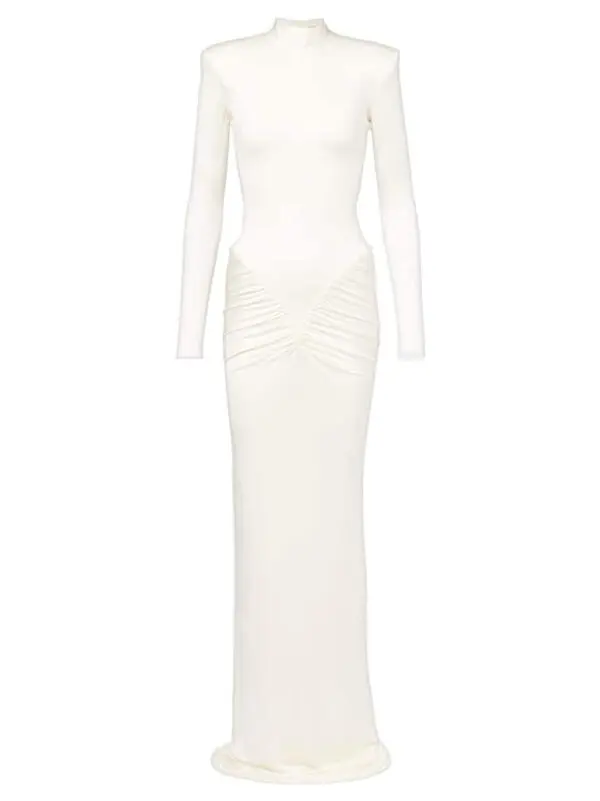 THE NEW ARRIVALS ILKYAZ OZEL Darja Ruched Gown - White