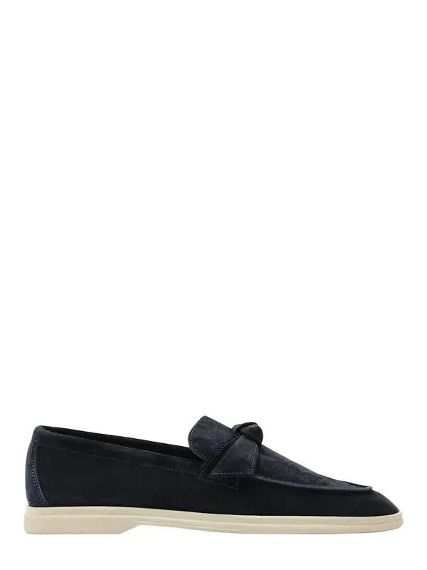 ALEXANDRE BIRMAN Clarita Knotted Suede Loafers - Twilight Blue