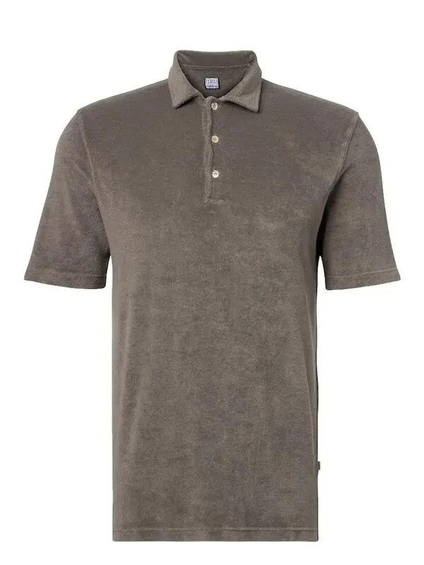 Fedeli Mondial Cotton Terry Polo Shirt - Brown