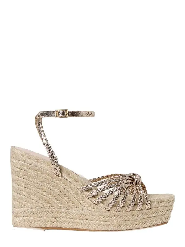 LOEFFLER RANDALL Pamela Mignon Knotted Wedge Sandals - Champagnenatural
