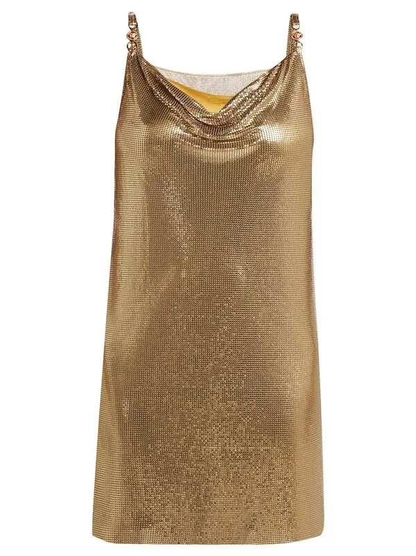 Versace Sleeveless Metal Mesh Mini Dress - Gold