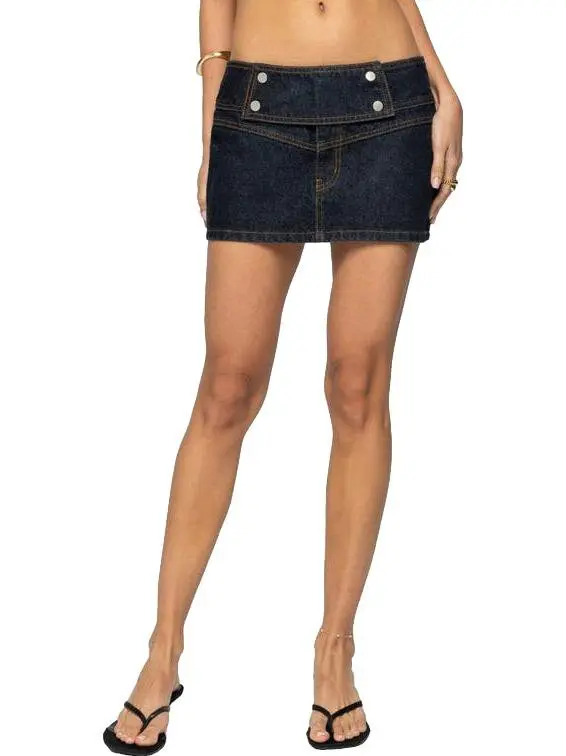 EDIKTED Mayanne Denim Miniskirt - Dark-blue
