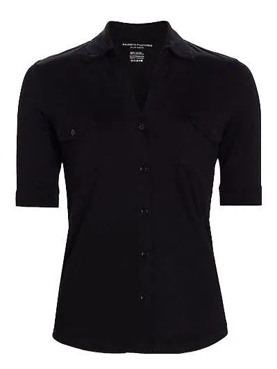 Majestic Filatures Elbow Sleeve Pocket Shirt - Noir