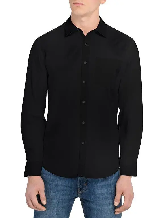 W.R.K Hudson Reworked Slim Fit Solid Cotton Button-up Shirt - Black