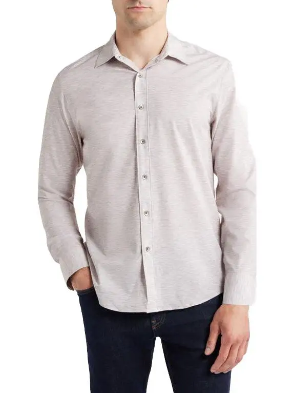 W.R.K Trim Fit Mélange Performance Button-up Shirt - Grey