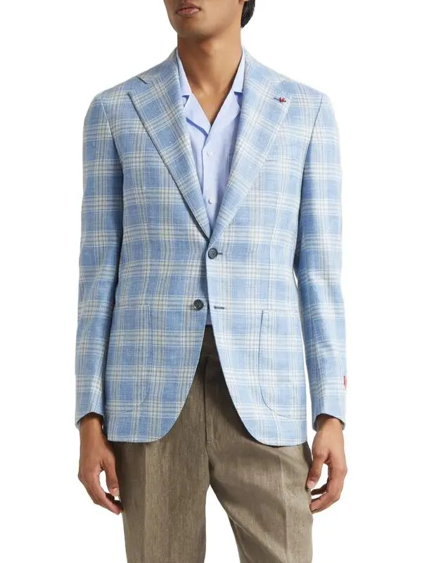 Isaia Marechiaro Plaid Sport Coat - Pastel Blue