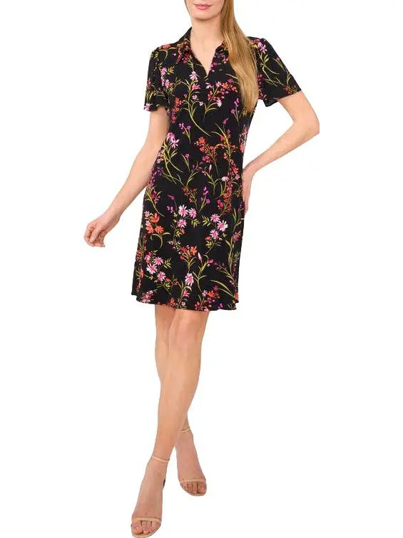 CECE DUPRAZ Printed Mini Polo Dress - Rich Black