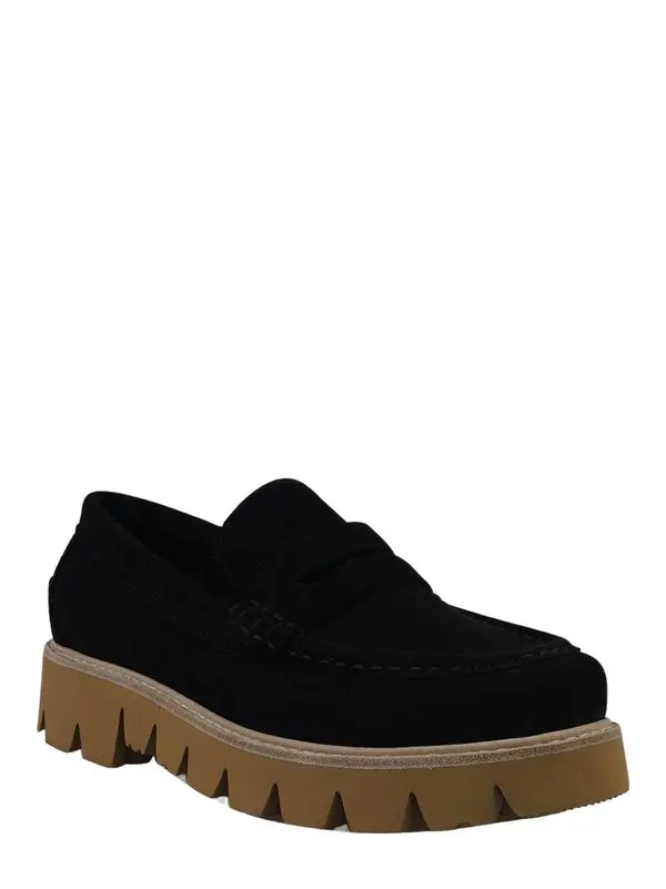 NATIONAL COMFORT Lenna Suede Platform Loafer - Black Suede