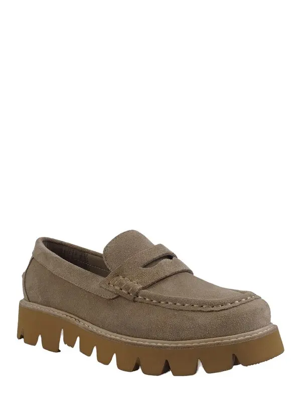 NATIONAL COMFORT Lenna Suede Platform Loafer - Natural Suede
