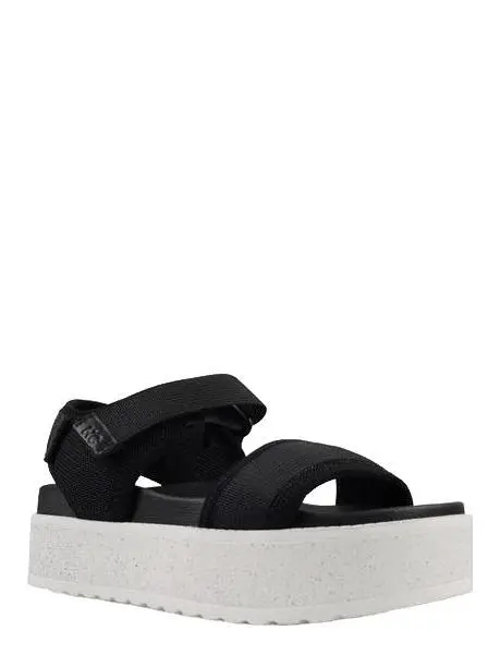 NATIONAL COMFORT Platform Sandal - Black Fabric