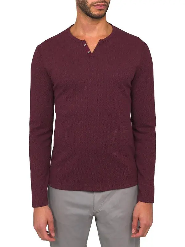W.R.K Waffle Cotton & Modal Henley - Burgundy