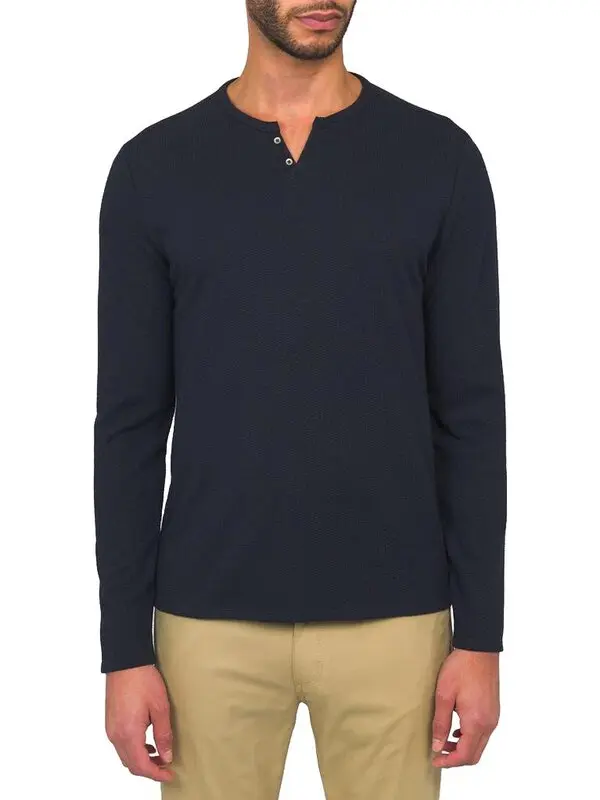 W.R.K Waffle Cotton & Modal Henley - Navy