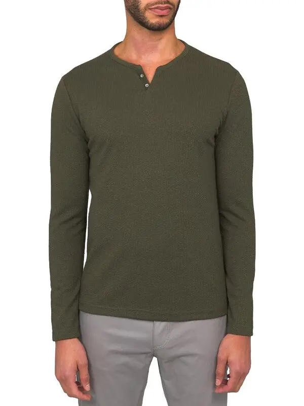 W.R.K Waffle Cotton & Modal Henley - Olive