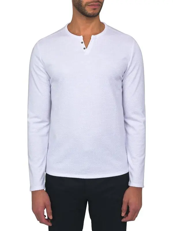 W.R.K Waffle Cotton & Modal Henley - White